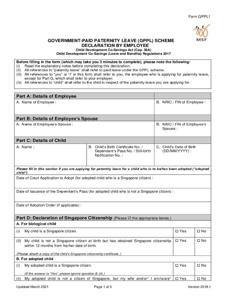 Fillable Online GOVERNMENT-PAID PATERNITY LEAVE (GPPL) SCHEME ...