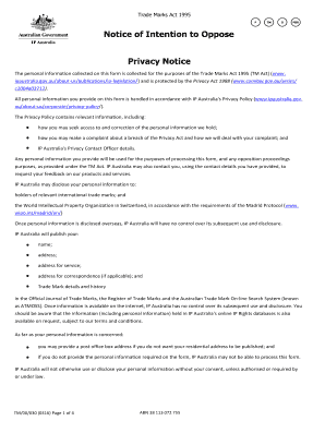 Fillable Online Notice of Intention to Oppose Fax Email Print - pdfFiller