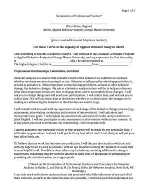 Fillable Online gse gmu Declaration of Professional Practice* Fax Email ...