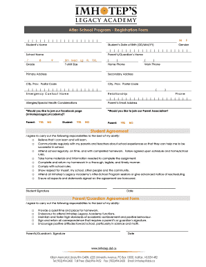 Fillable Online After-School Program - Registration Form Fax Email ...