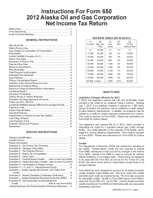 Fillable Online tax alaska Instructions For Form 650 Fax Email Print ...