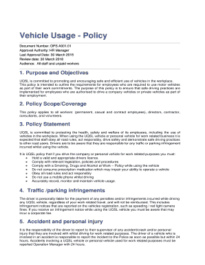 Fillable Online Vehicle Usage - Policy Fax Email Print - pdfFiller