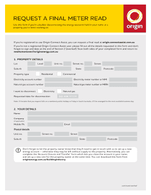 Fillable Online REQUEST A FINAL METER READ Fax Email Print - pdfFiller