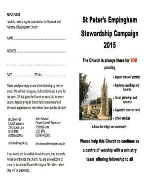 Fillable Online I wish to make a regular contribution for the work and ...