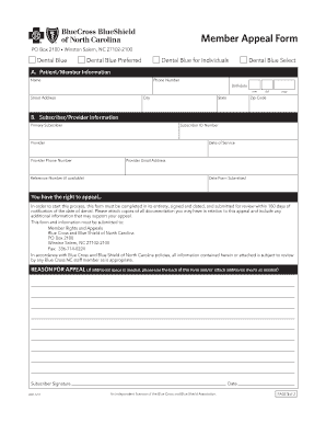 Fillable Online Member Claim Form - BCBSNC Fax Email Print - pdfFiller