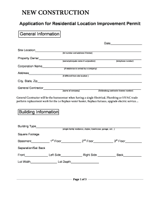 Fillable Online Application for Residential Location Improvement Permit ...