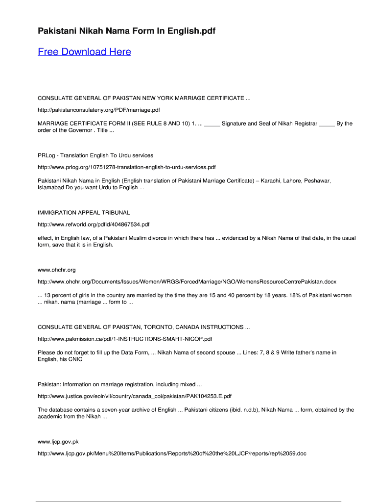 Pakistani Nikah Nama Form In English Download Pdf 2020 Fill And Sign 
