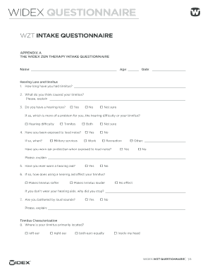 Fillable Online WIDEX QUESTIONNAIRE Fax Email Print - pdfFiller
