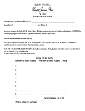 Fillable Online STALL FORM Fax Email Print - pdfFiller