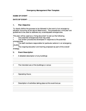 Fillable Online Emergency Management Plan Template Fax Email Print ...