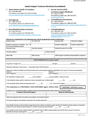 Fillable Online Opioid Analgesic Treatment Worksheet (Consolidated) Fax ...