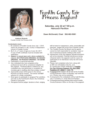 Fillable Online Princess Pageant Fax Email Print - pdfFiller