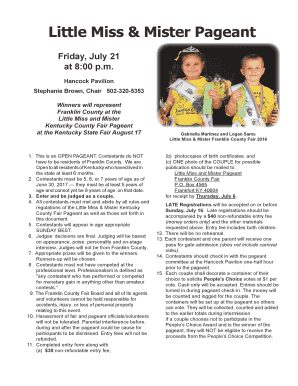 Fillable Online Little Miss & Mister Pageant Fax Email Print - pdfFiller