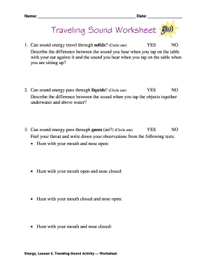 Fillable Online Traveling Sound Worksheet Fax Email Print - pdfFiller