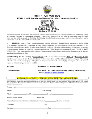 Fillable Online FEMA HMGP Foundation/Masonry/Elevation Contractor ...