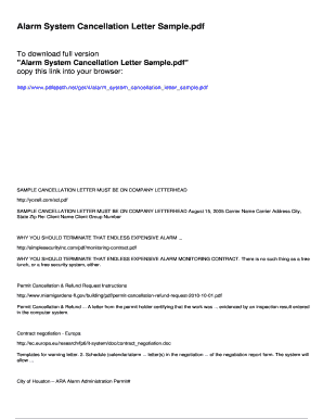 Fillable Online Alarm System Cancellation Letter Sample Fax Email Print ...
