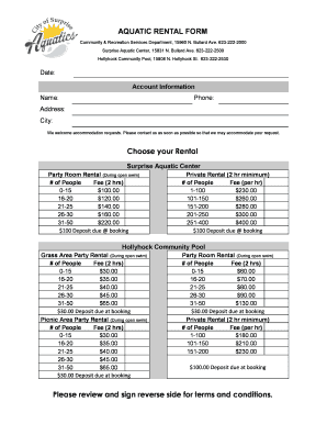 Fillable Online AQUATIC RENTAL FORM Fax Email Print - pdfFiller