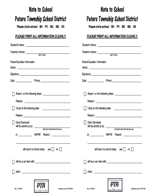 Fillable Online Note to School Fax Email Print - pdfFiller