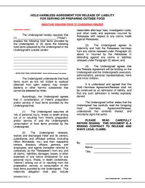Fillable Online HOLD HARMLESS AGREEMENT FOR RELEASE OF LIABILITY Fax ...