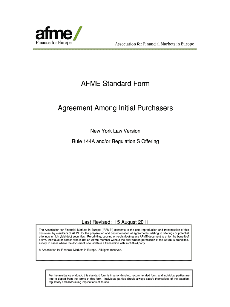 Fillable Online AFME Standard Form Fax Email Print - pdfFiller