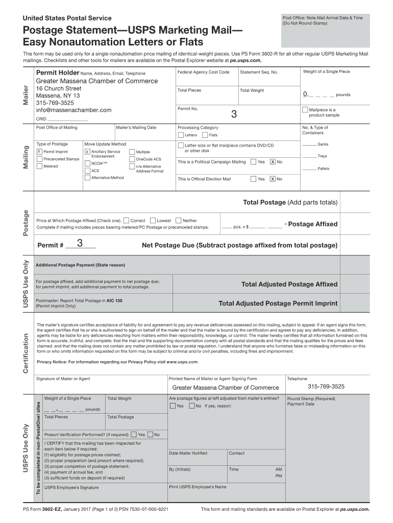 Fillable Online Postage StatementUSPS Marketing Mail Fax Email Print ...