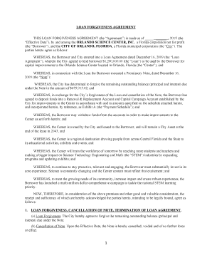 Fillable Online LOAN FORGIVENESS AGREEMENT Fax Email Print - pdfFiller