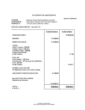 Fillable Online STATEMENT OF ADJUSTMENTS Fax Email Print - pdfFiller