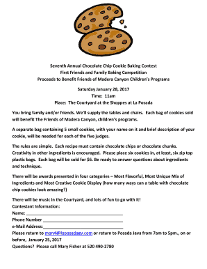 Fillable Online Seventh Annual Chocolate Chip Cookie Baking Contest Fax ...