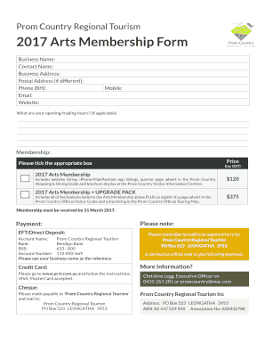 Fillable Online 2017 Arts Membership Form Fax Email Print - pdfFiller