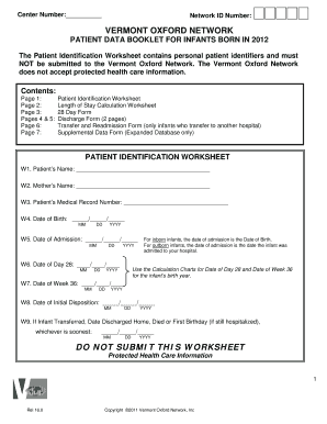 Fillable Online The Patient Identification Worksheet contains personal ...
