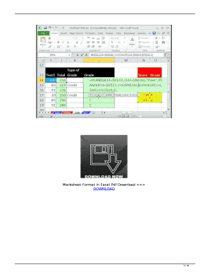 Fillable Online Marksheet Format In Excel Pdf Download Fax Email Print ...