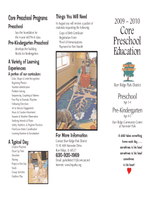 Fillable Online Core Preschool Programs Fax Email Print - pdfFiller