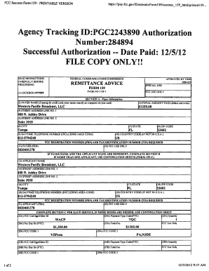 Fillable Online FCC:Success:Fonn 159- PRINTABLE VERSION Fax Email Print ...