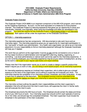Fillable Online HCA 6899 - Graduate Project Requirements Fax Email ...