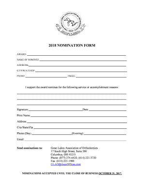 Fillable Online 2018 NOMINATION FORM Fax Email Print - pdfFiller
