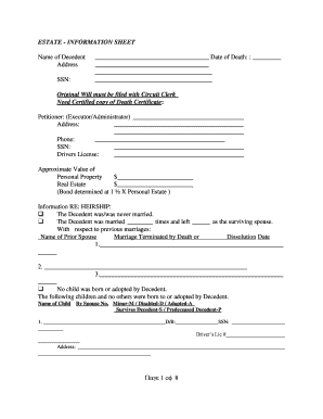 Fillable Online Date of Death: : Fax Email Print - pdfFiller
