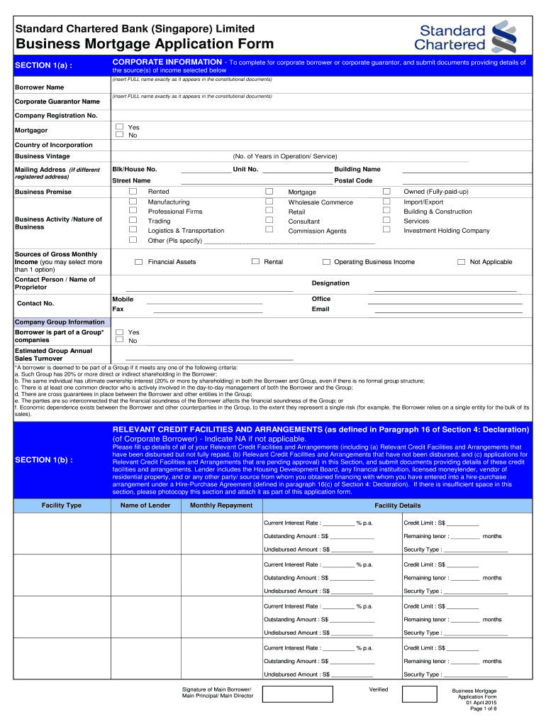 Fillable Online Standard Chartered Bank (Singapore) Limited Fax Email ...
