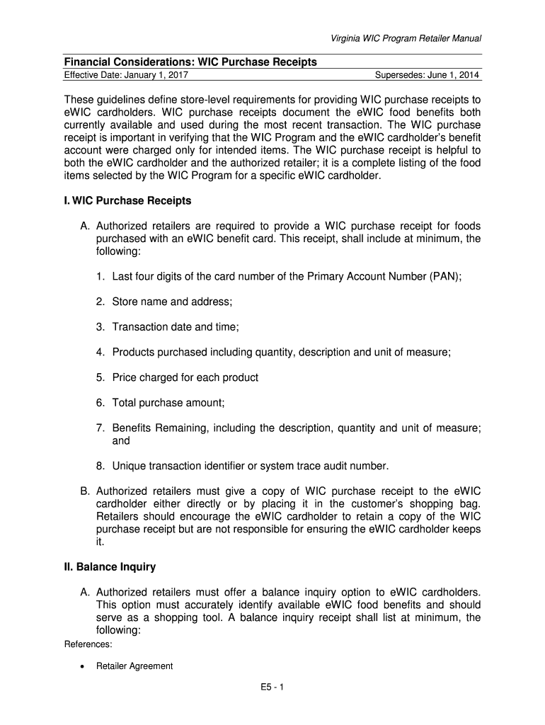 Fillable Online Financial Considerations: WIC Purchase Receipts Fax ...