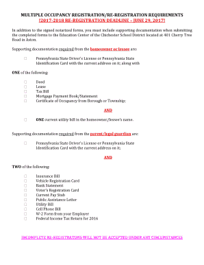 Fillable Online MULTIPLE OCCUPANCY REGISTRATION/RE-REGISTRATION ...