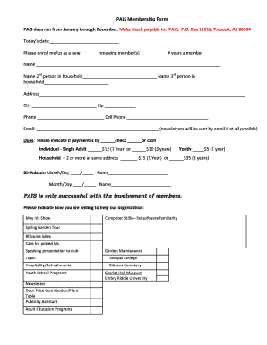 Fillable Online PAIS Membership Form Fax Email Print - pdfFiller