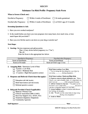 Fillable Online MIECHV Substance Use Risk Profile- Pregnancy ...