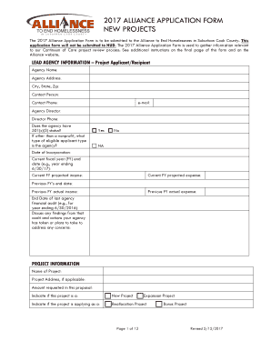 Fillable Online 2017 ALLIANCE APPLICATION FORM Fax Email Print - pdfFiller