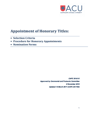 Fillable Online Appointment of Honorary Titles: Fax Email Print - pdfFiller