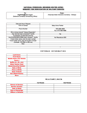 Fillable Online NATIONAL PERSONNEL RECORDS CENTER (NPRC) Fax Email ...