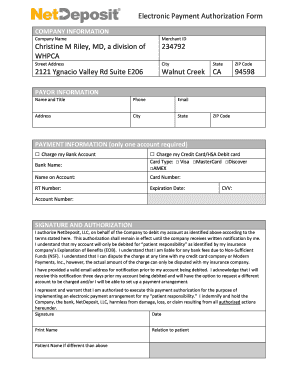 Fillable Online Request for Electronic Payment Authorization Fax Email ...