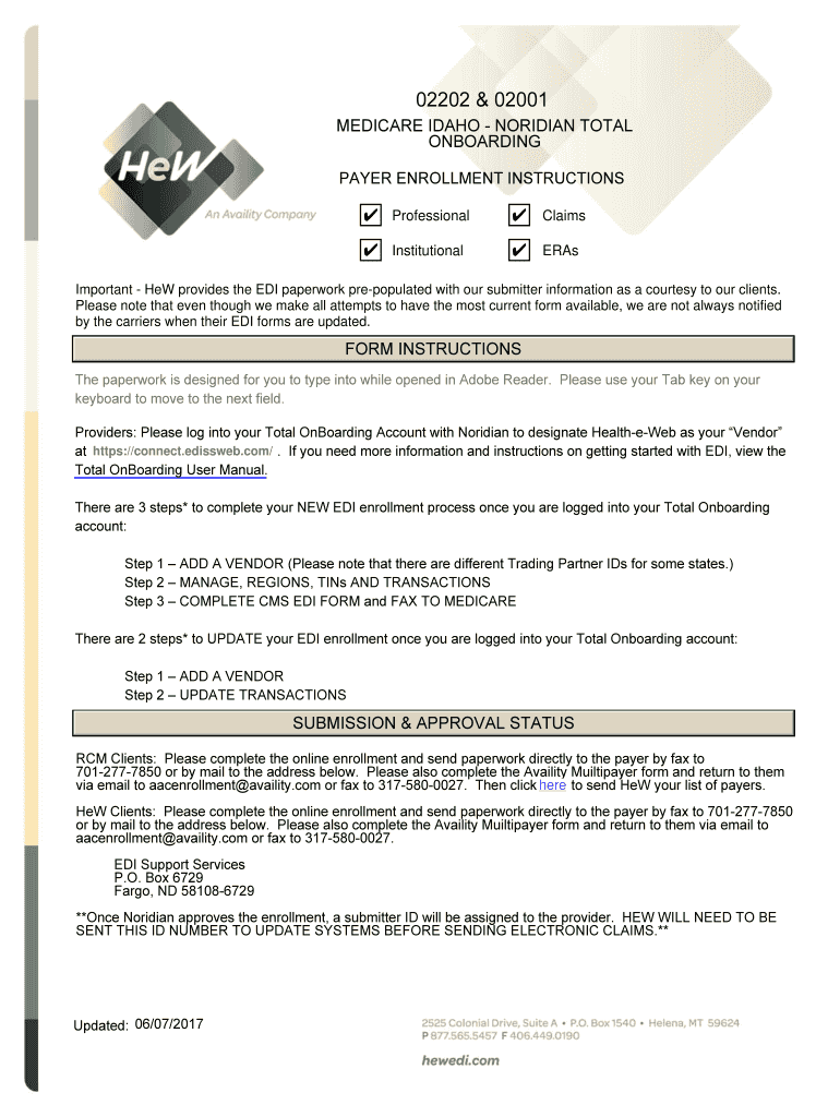 Fillable Online MEDICARE IDAHO - NORIDIAN TOTAL Fax Email Print - pdfFiller