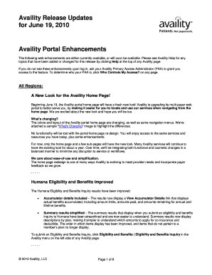 Fillable Online Availity Release Updates Fax Email Print - pdfFiller