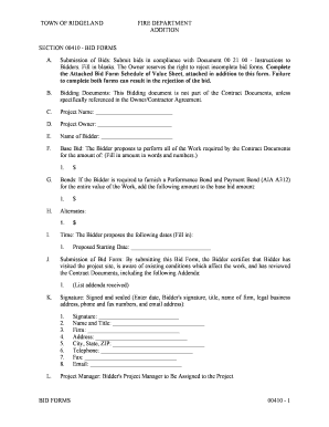 Fillable Online SECTION 00410 - BID FORMS Fax Email Print - pdfFiller