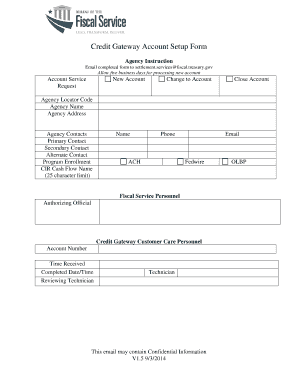Fillable Online Credit Gateway Account Setup Form Fax Email Print ...