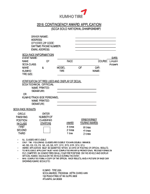 Fillable Online (SCCA SOLO NATIONAL CHAMPIONSHIP) Fax Email Print ...